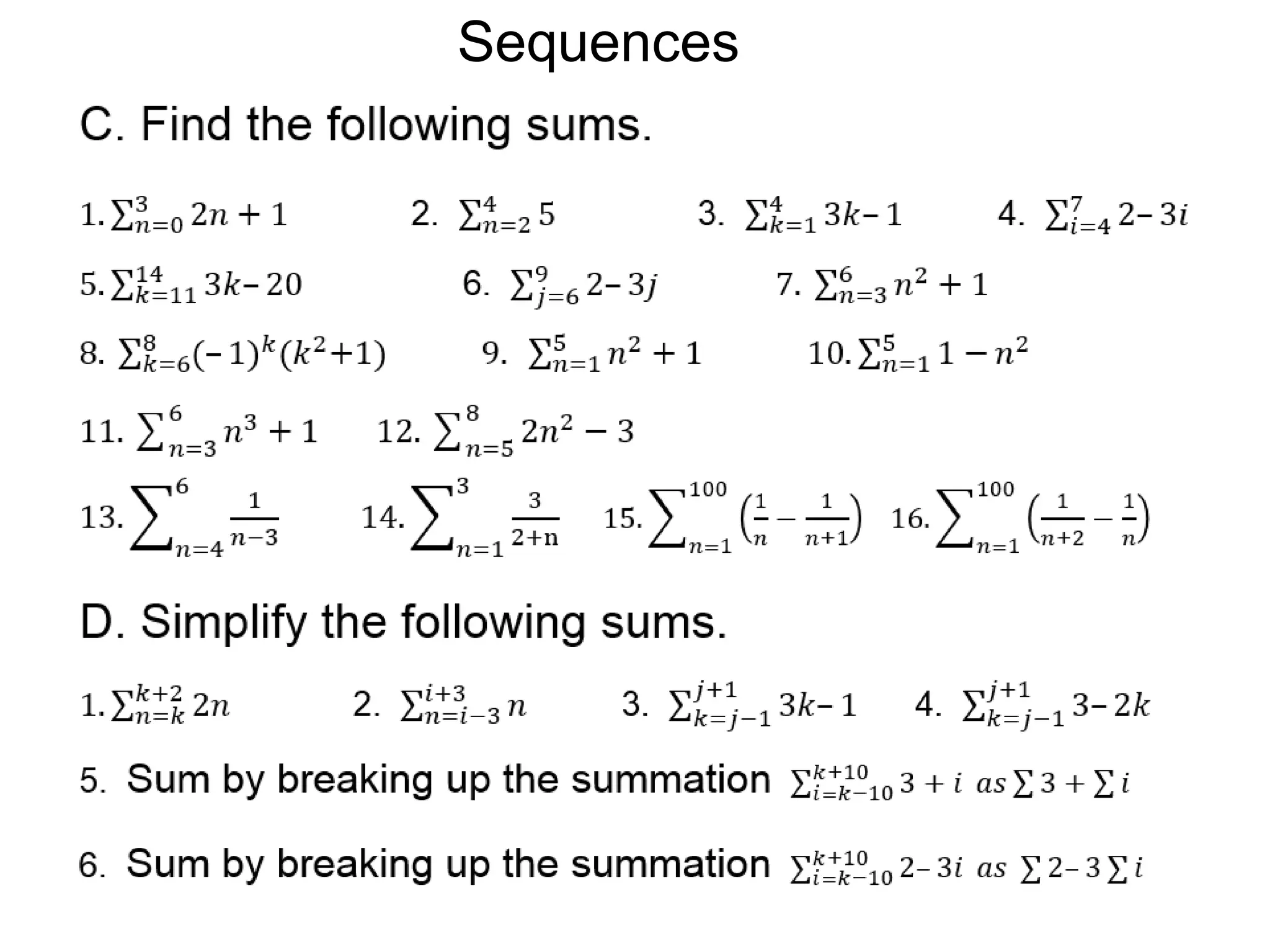 5.1 sequences and summation notation t | PPTX