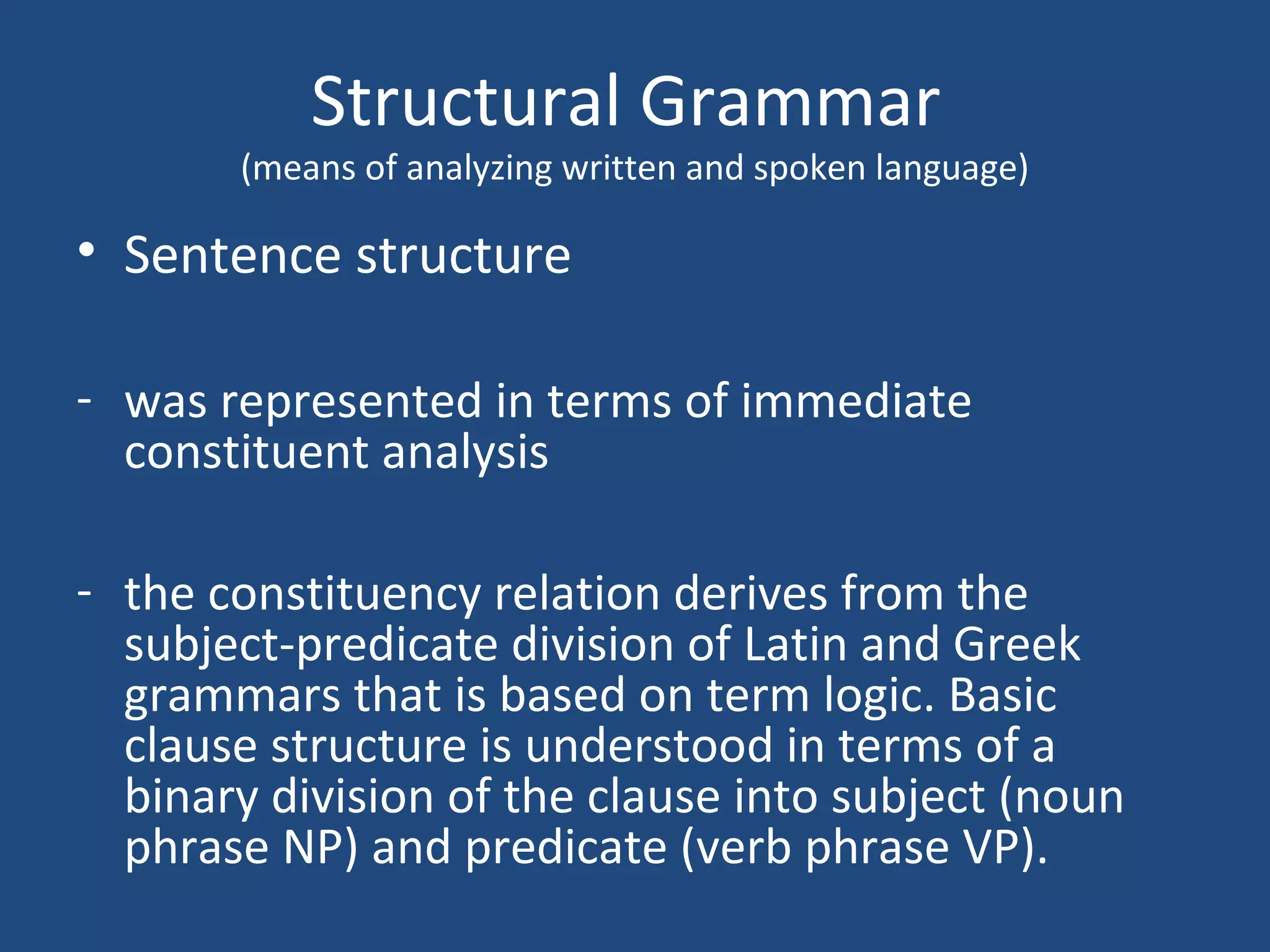 Structural & Transformational Grammars | PPT