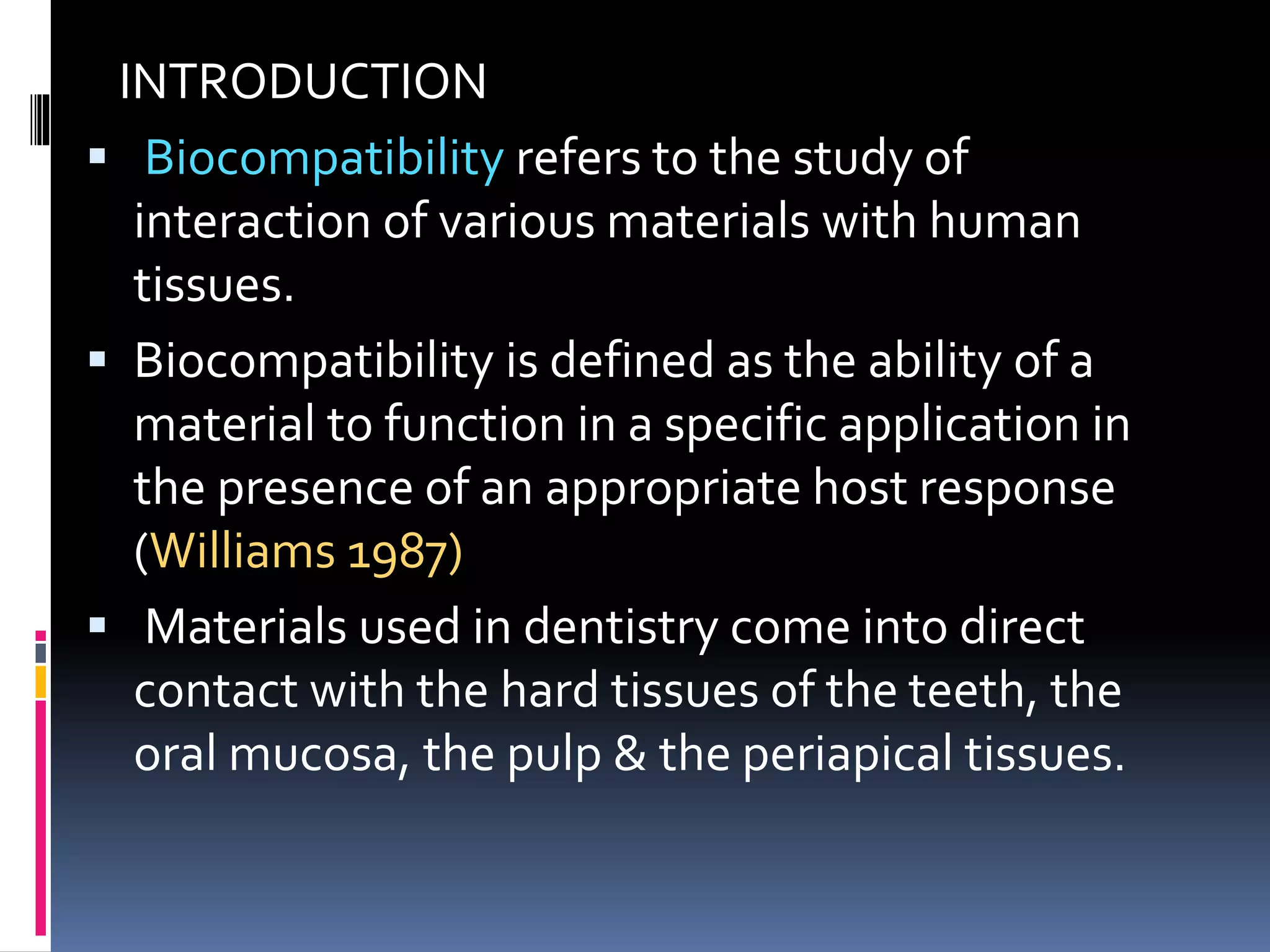 BIOCOMPATIBILITY OF DENTAL MATERIALS | PPTX