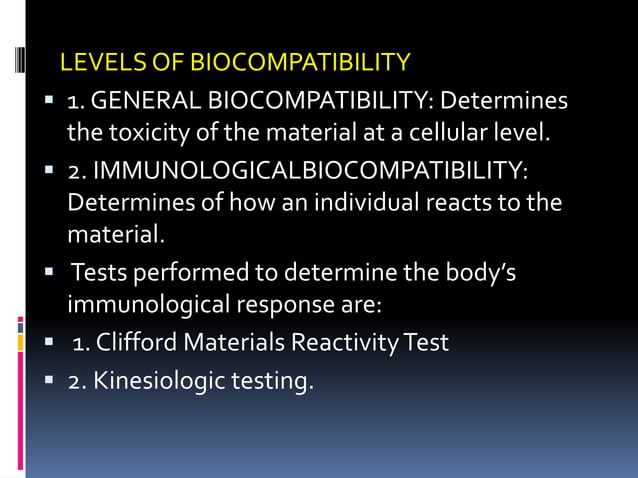 BIOCOMPATIBILITY OF DENTAL MATERIALS | PPTX