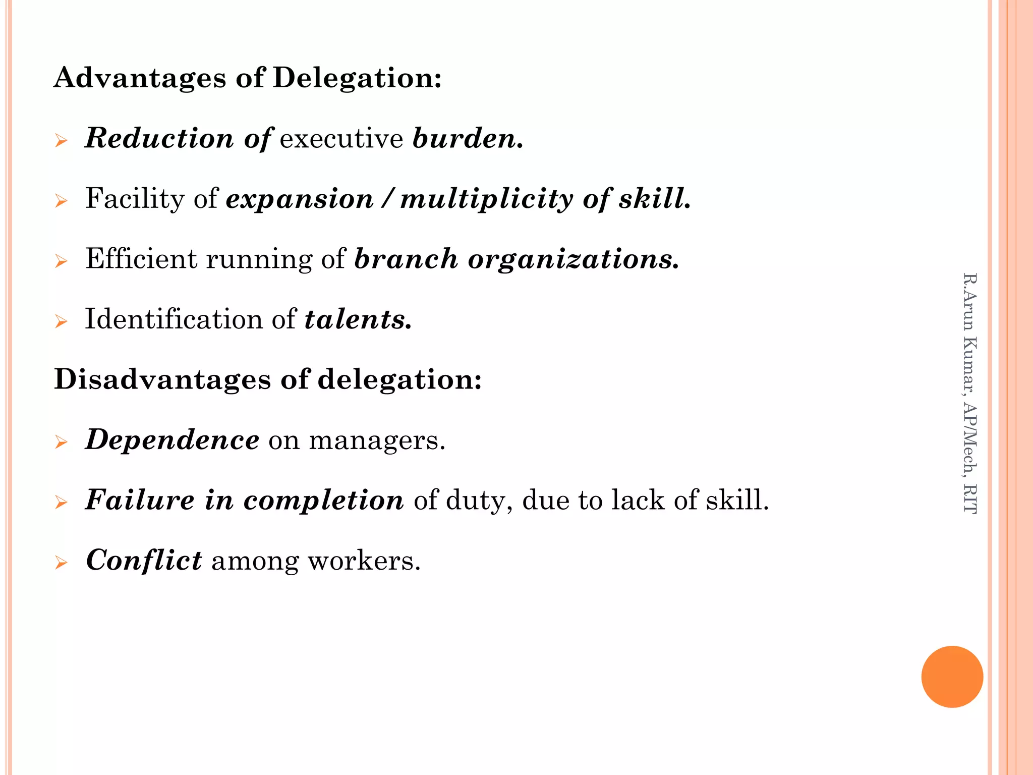 Delegation of authority, centralization and decentralization | PDF