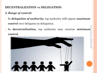 Delegation of authority, centralization and decentralization | PDF
