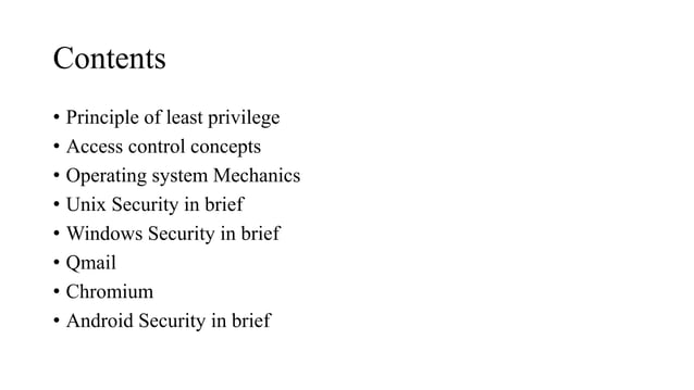 Least privilege, access control, operating system security | PPTX