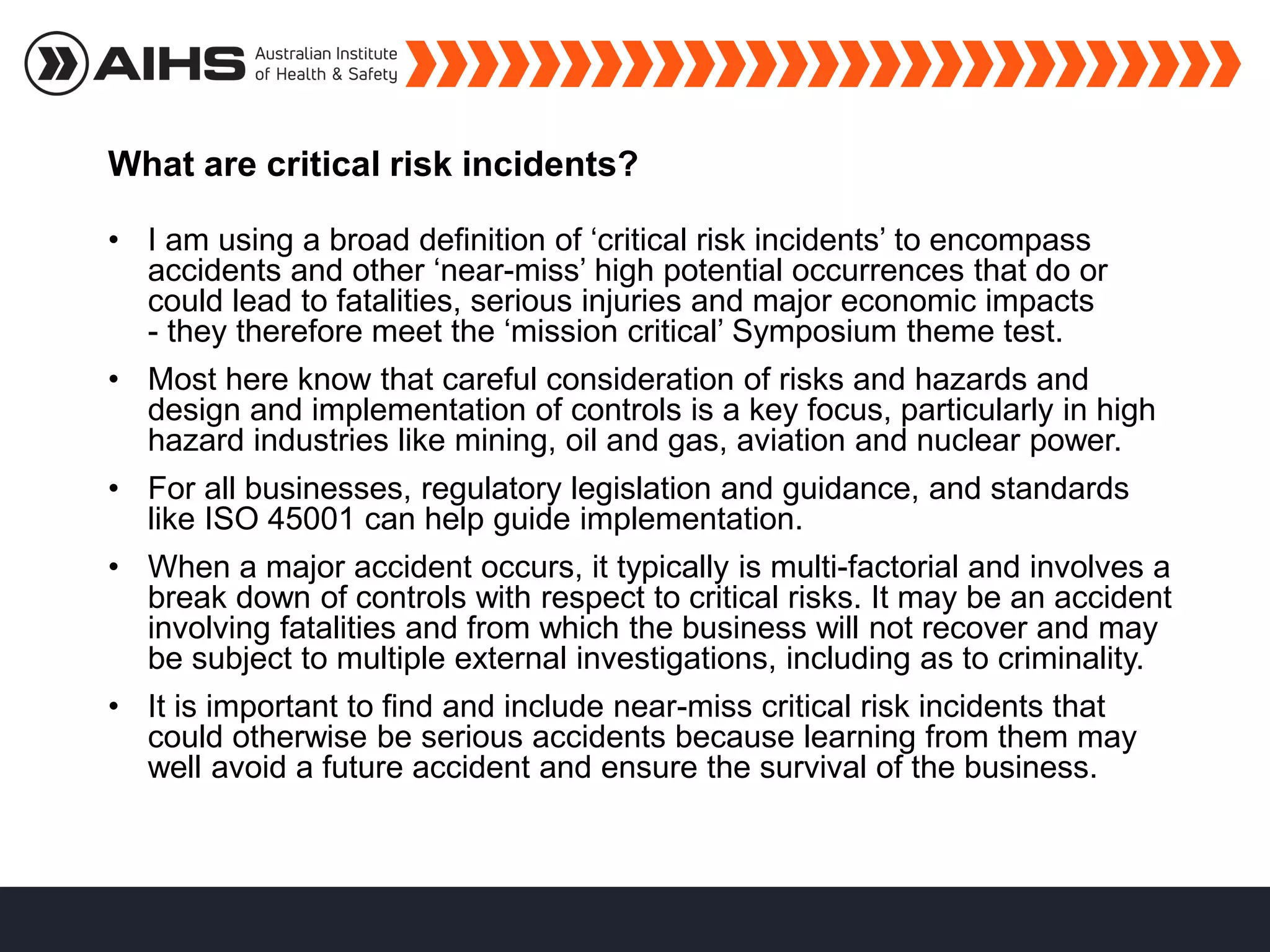 Investigating Critical Risk Incidents | PPT Investigating Critical Risk Incidents | PPT