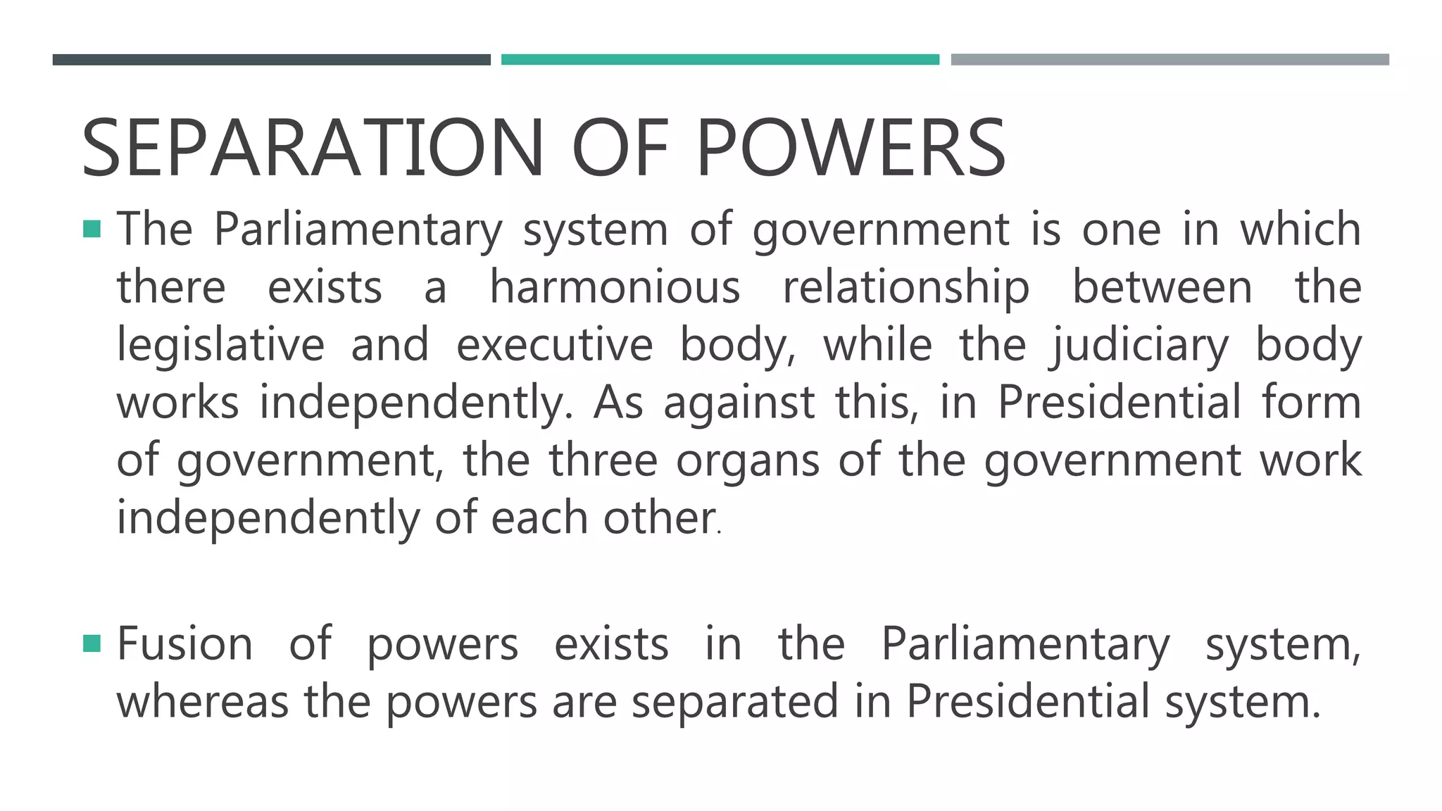 Presidential vs parliamentary Government | PPTX