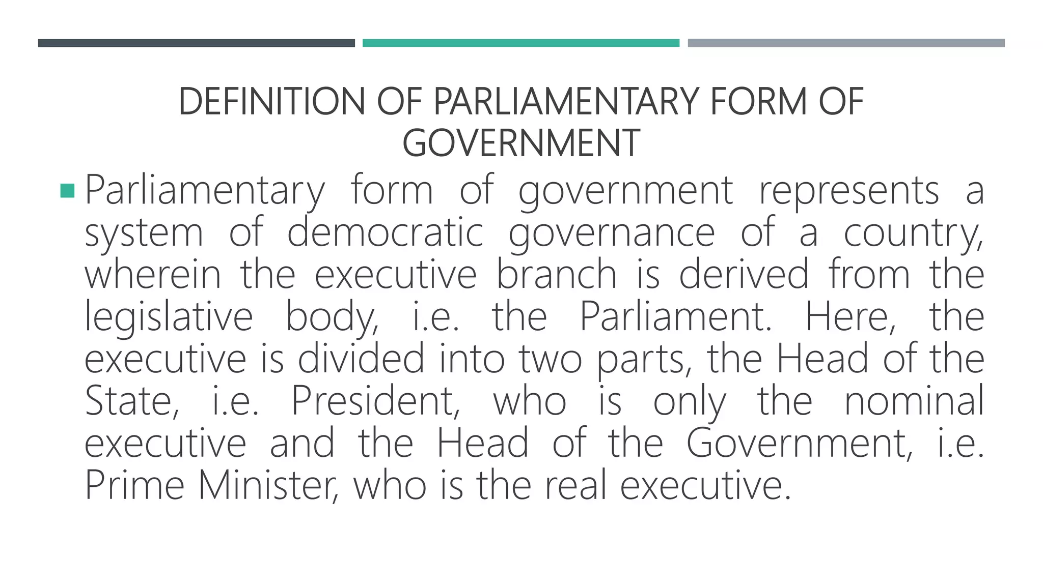 Presidential vs parliamentary Government | PPTX