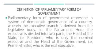 Parliamentary Form Of Government