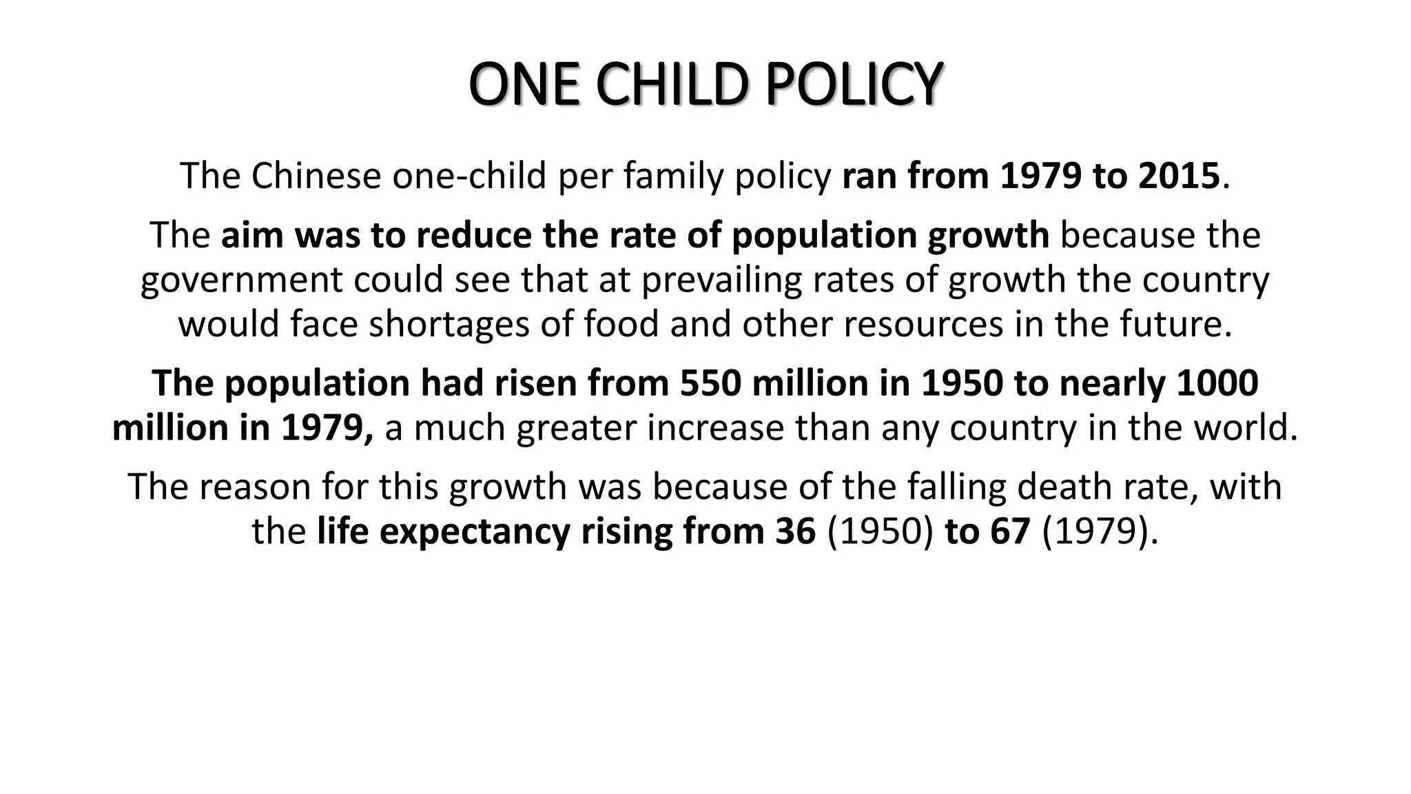 CAMBRIDGE AS GEOGRAPHY - CASE STUDY: CHINA'S ONE CHILD POLICY | PPTX