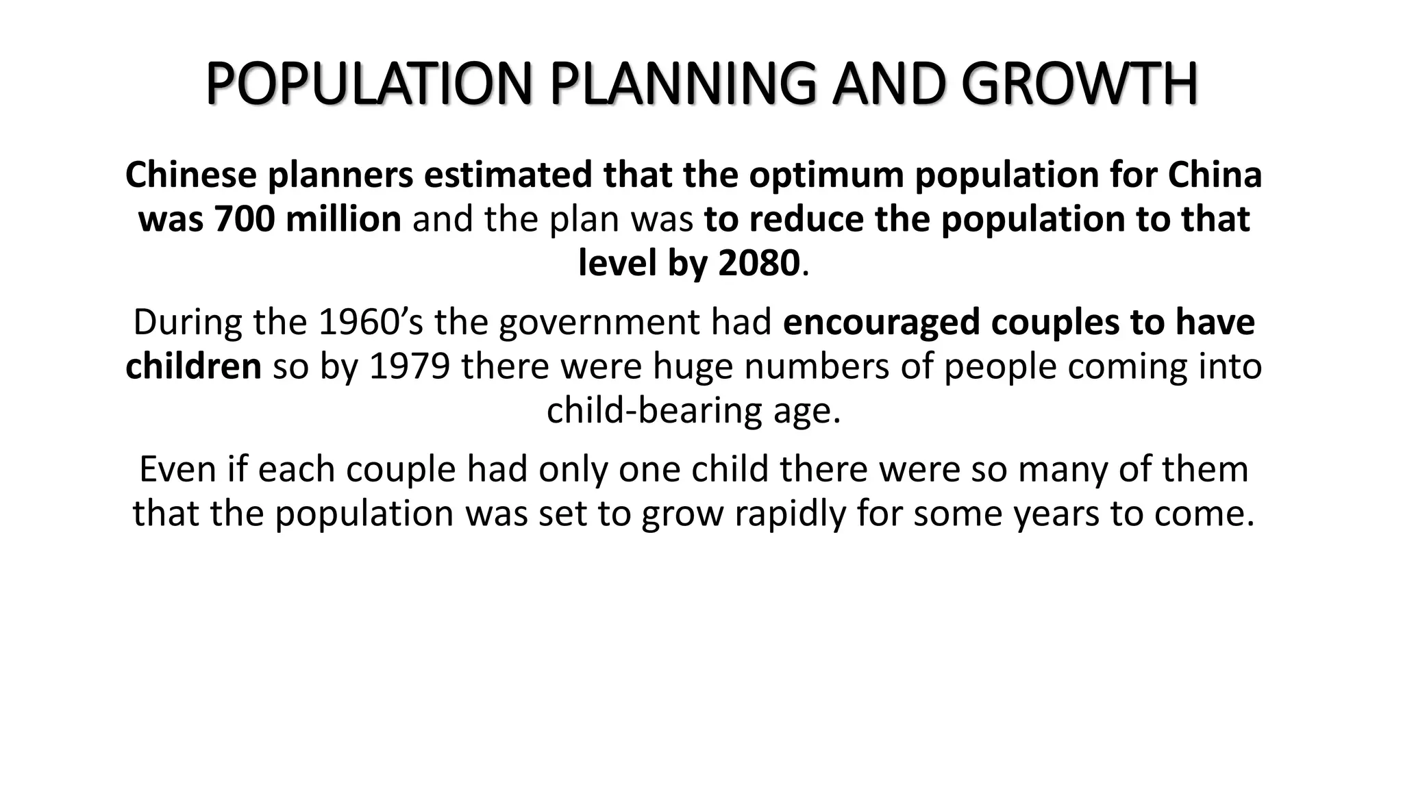 CAMBRIDGE AS GEOGRAPHY - CASE STUDY: CHINA'S ONE CHILD POLICY | PPTX