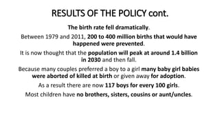 CAMBRIDGE AS GEOGRAPHY - CASE STUDY: CHINA'S ONE CHILD POLICY | PPTX