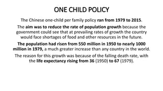 CAMBRIDGE AS GEOGRAPHY - CASE STUDY: CHINA'S ONE CHILD POLICY | PPTX