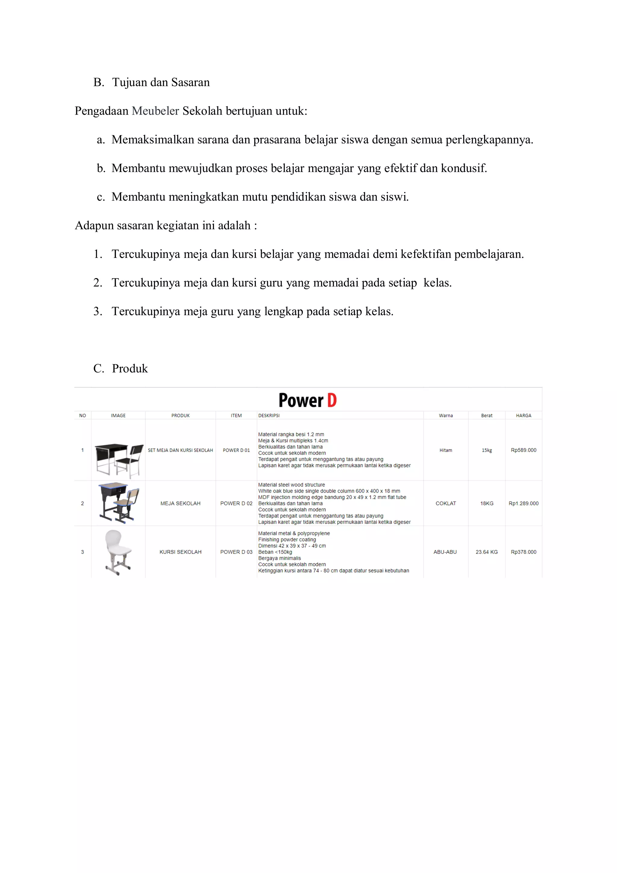 Contoh Proposal Pengadaan Meubeler Sekolah | PDF