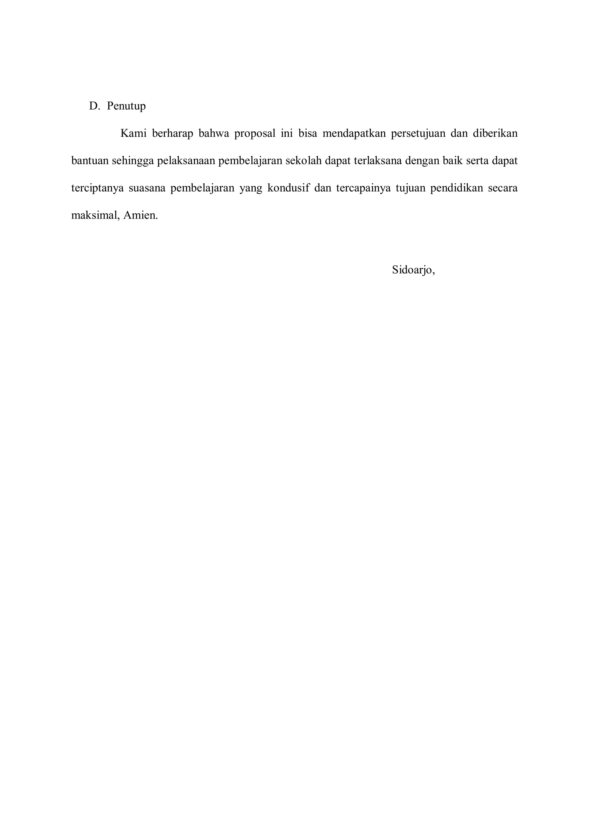 Contoh Proposal Pengadaan Meubeler Sekolah | PDF