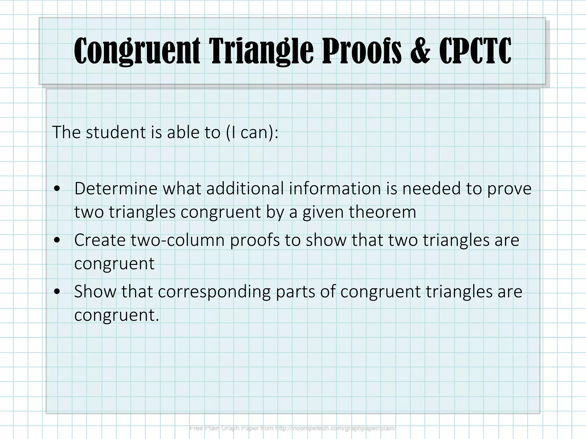 5.3 Congruent Triangle Proofs & CPCTC | PDF