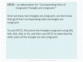 5.3 Congruent Triangle Proofs & CPCTC | PDF