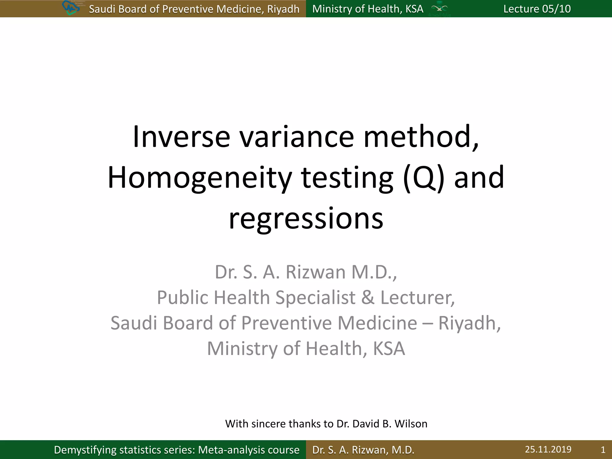 Inverse variance method of meta-analysis and Cochran's Q | PDF