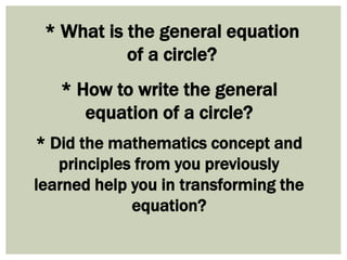 GENERAL FORM OF A CIRCLE | PPTX