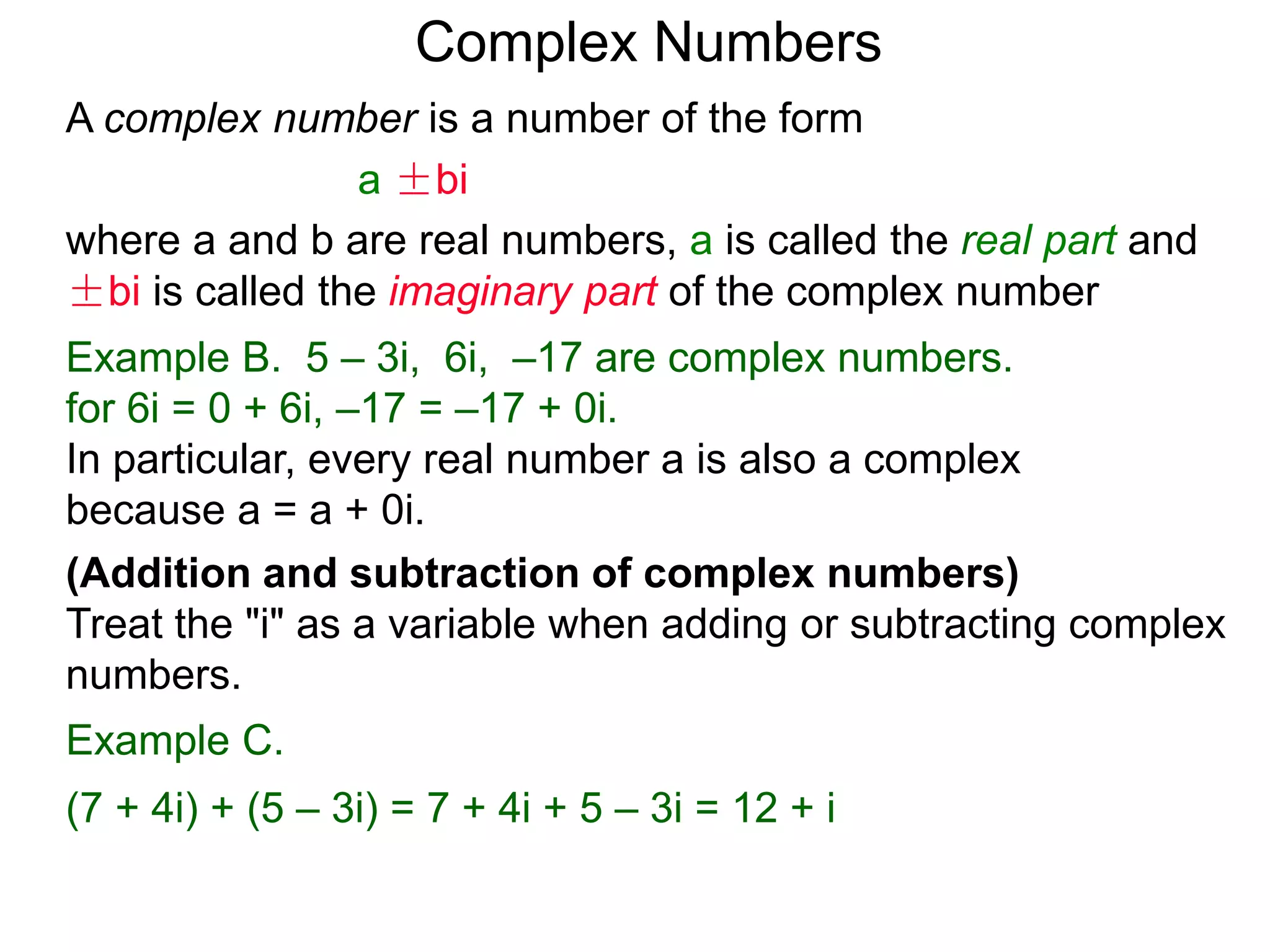 5 1 complex numbers-x | PPT