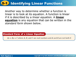 5.1 indentifying linear equations | PPT