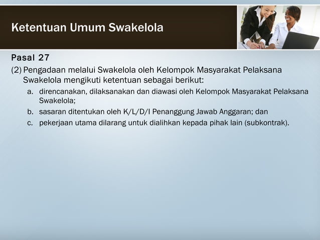 5 1 ketentuan umum swakelola | PPT