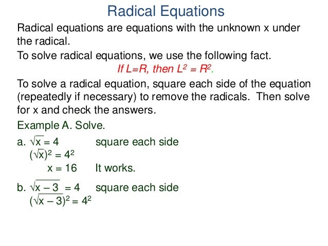 4.6 radical equations