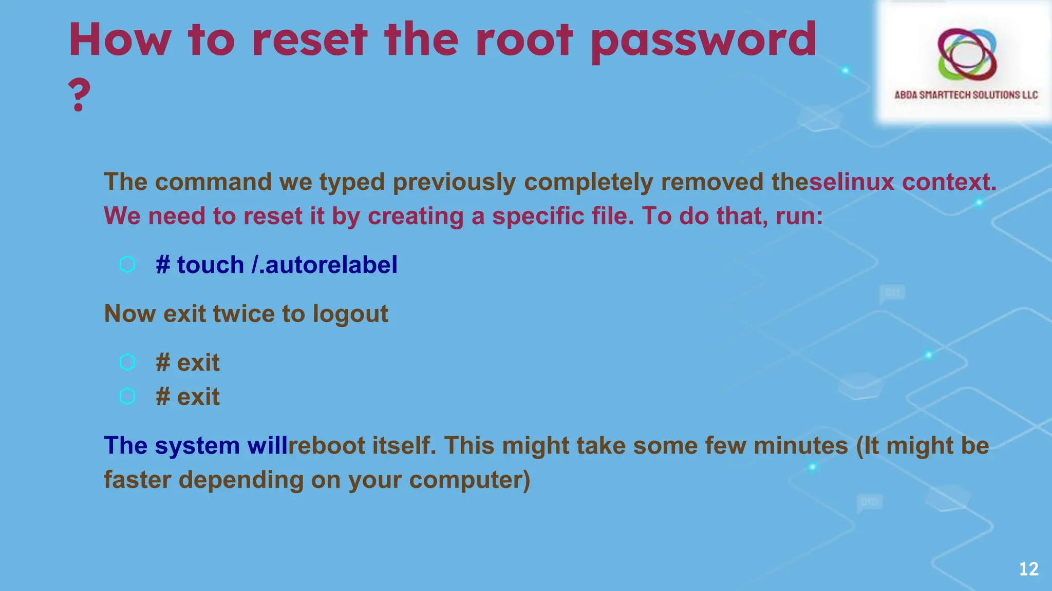 5 1 Root Password Resetupdatedcorrectedvariedtextpptx Operating Systems Computer