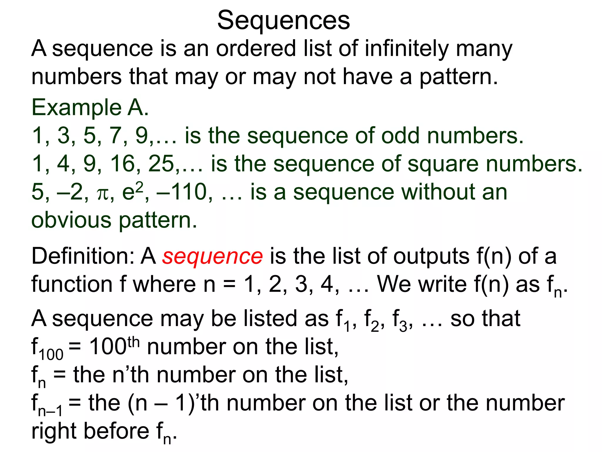5.1 sequences and summation notation | PPTX | Science