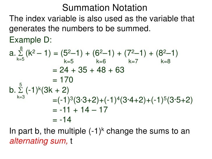 51 Sequences And Summation Notation 