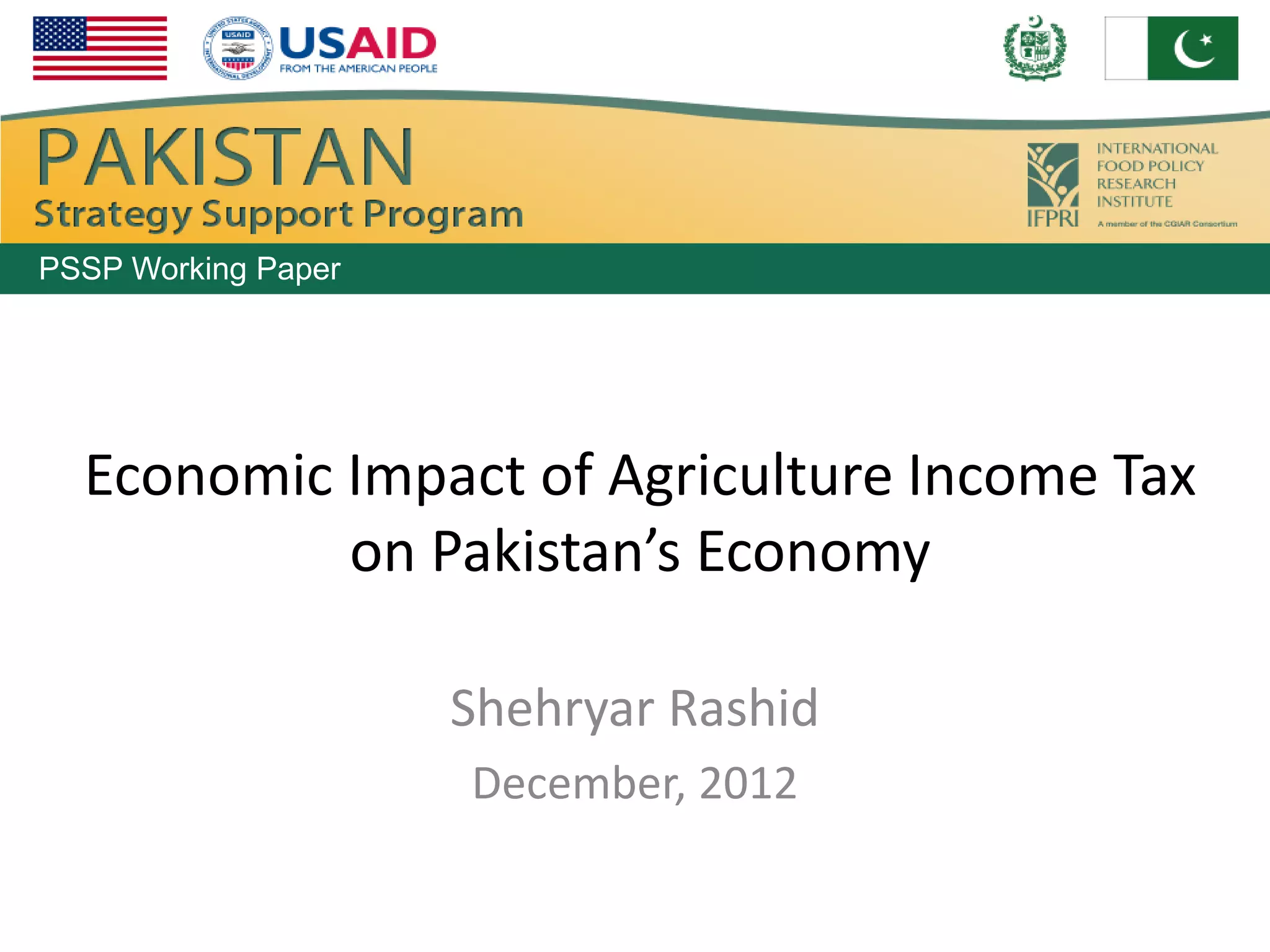 Economic Impact of Agriculture Income Tax on Pakistan by Shehryar ...