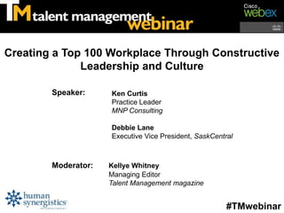 Creating a Top 100 Workplace Through Constructive Leadership and ...