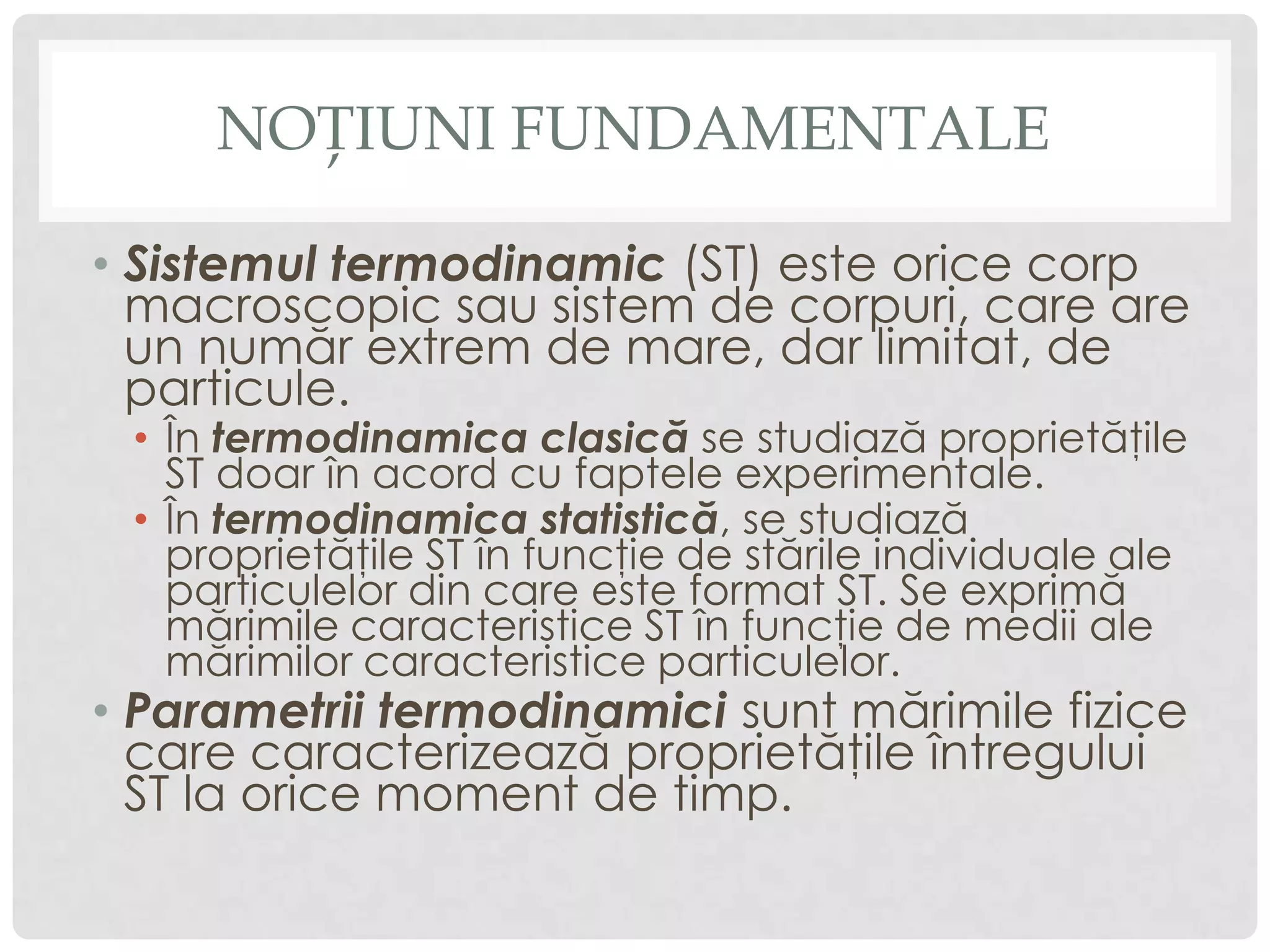 Notiuni termodinamice de baza | PPTX
