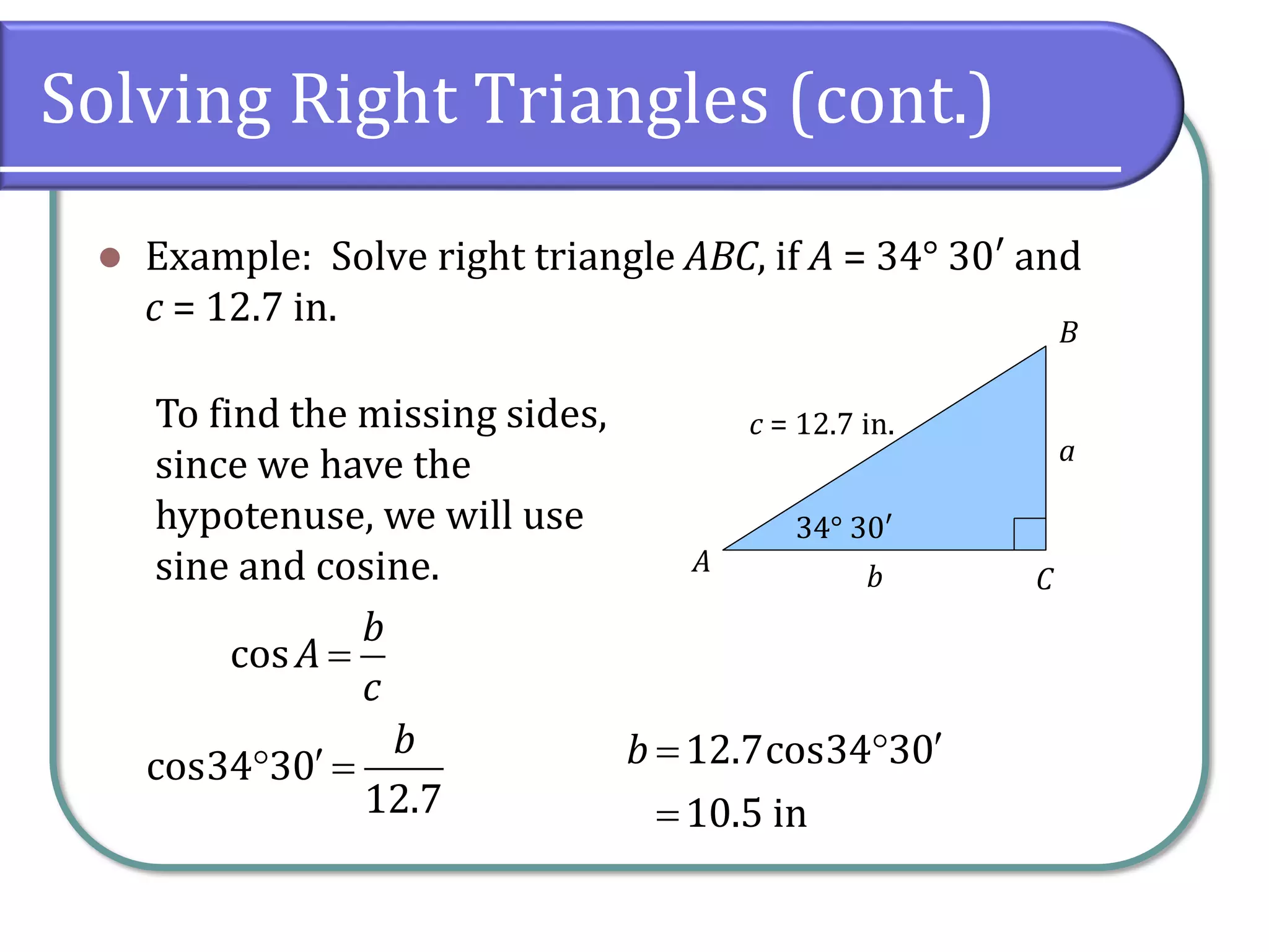 5.4 Solving Right Triangles | PDF