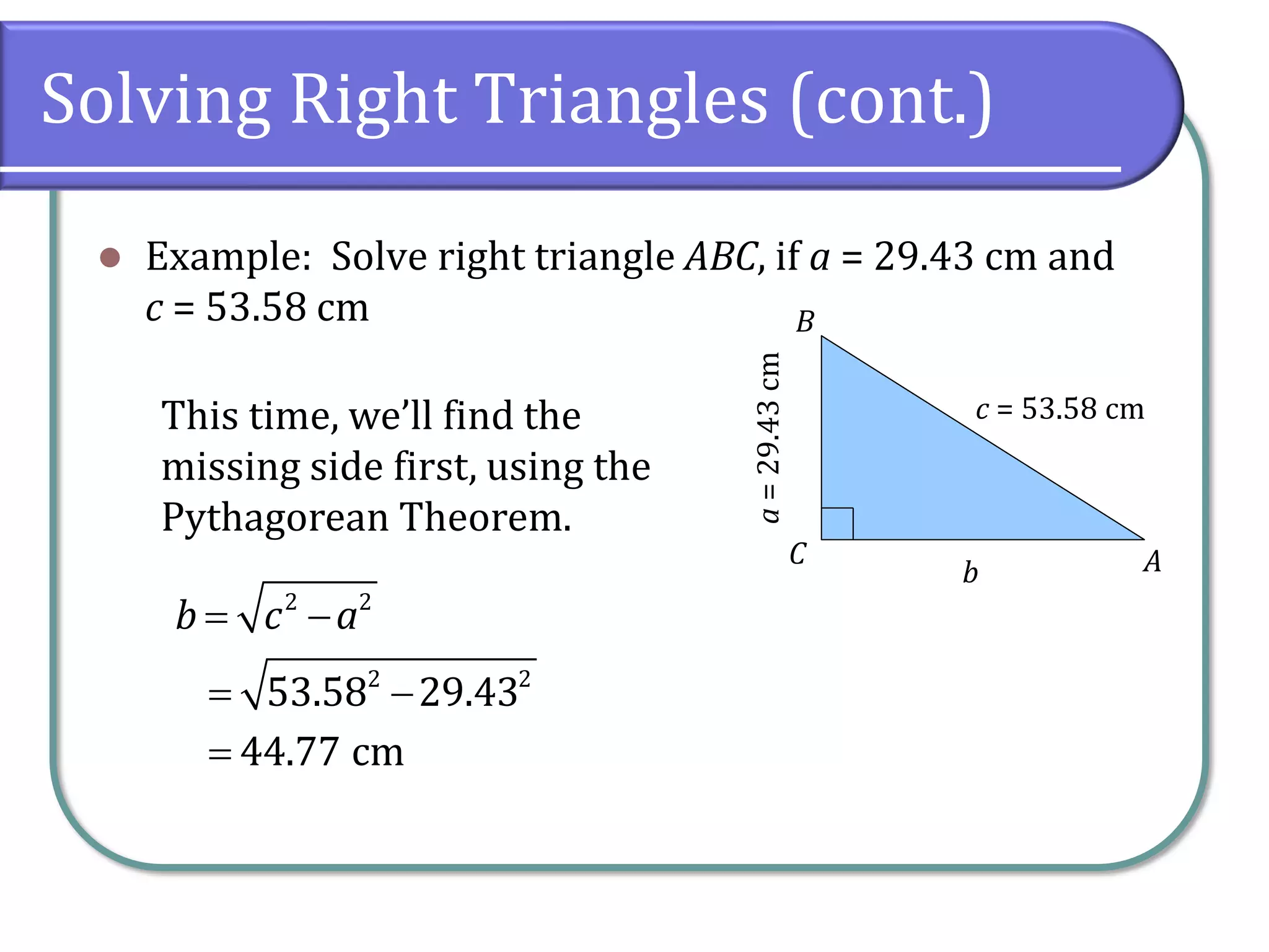 5.4 Solving Right Triangles | PDF