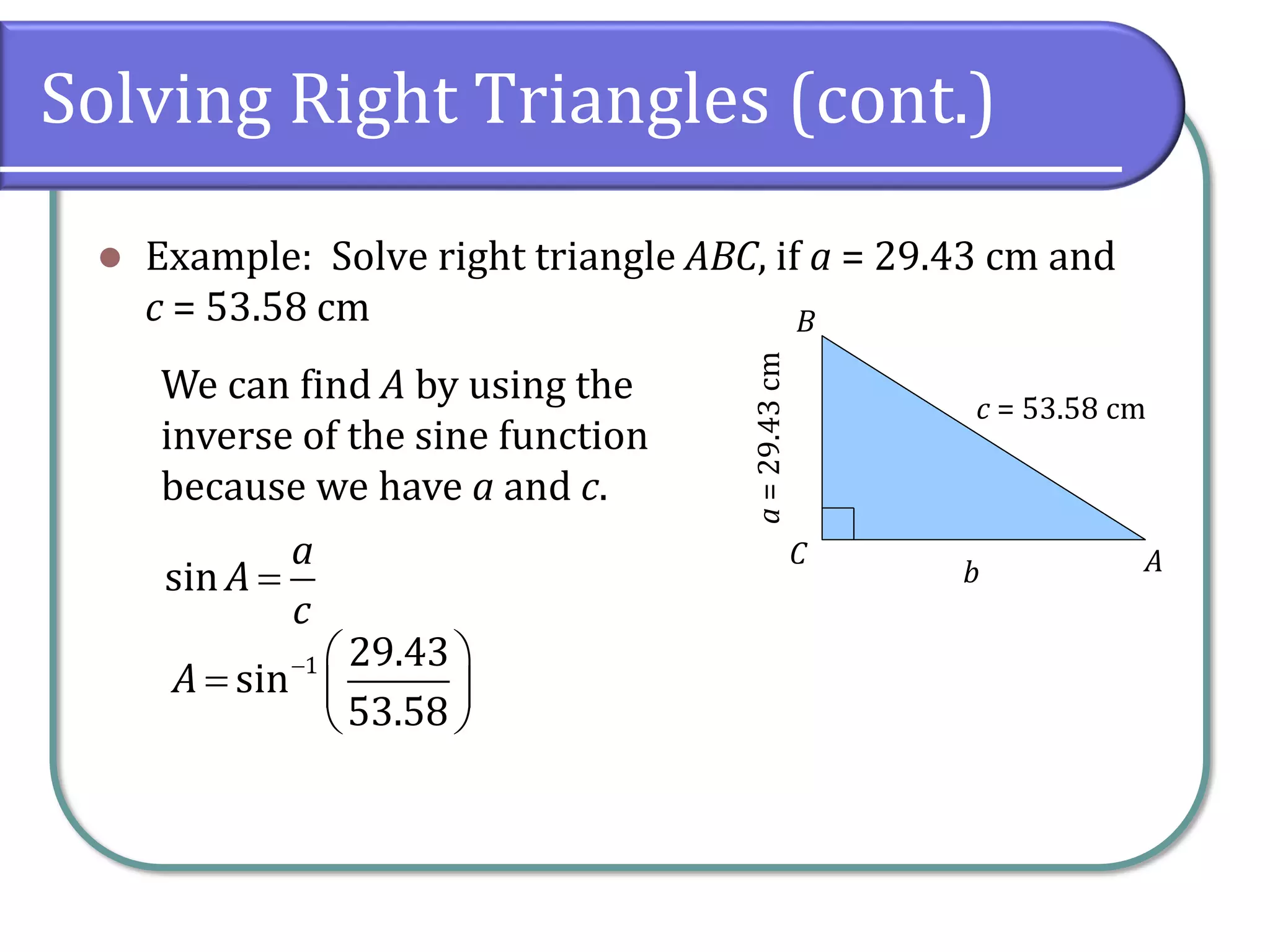5.4 Solving Right Triangles | PDF