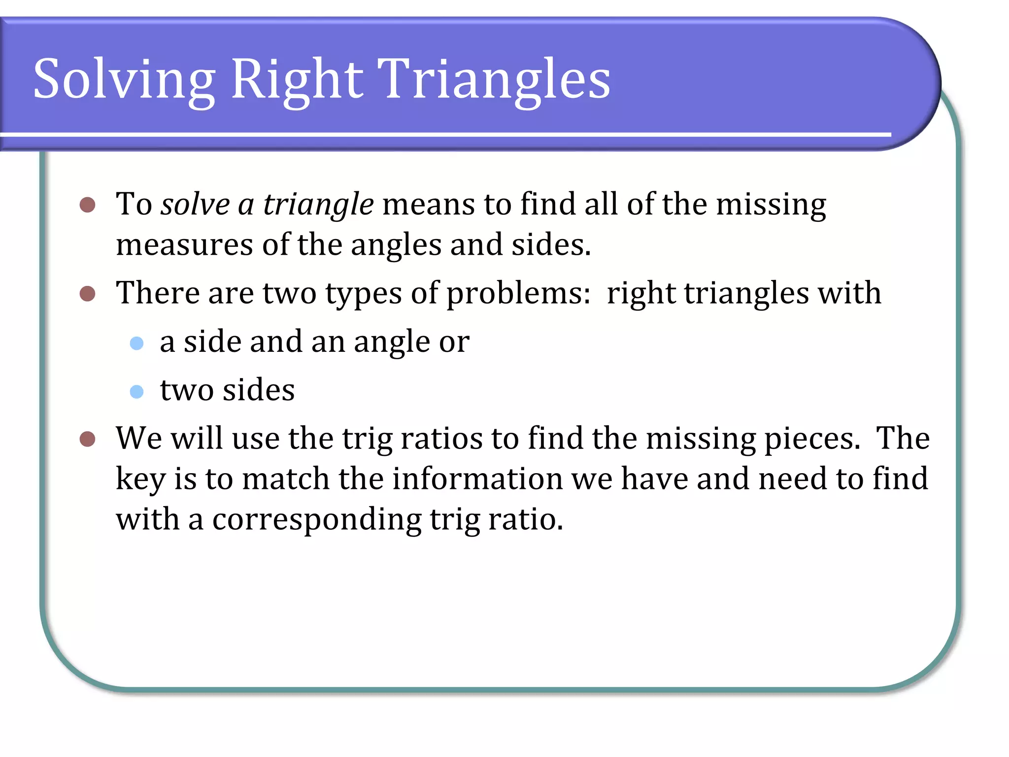 5.4 Solving Right Triangles | PDF