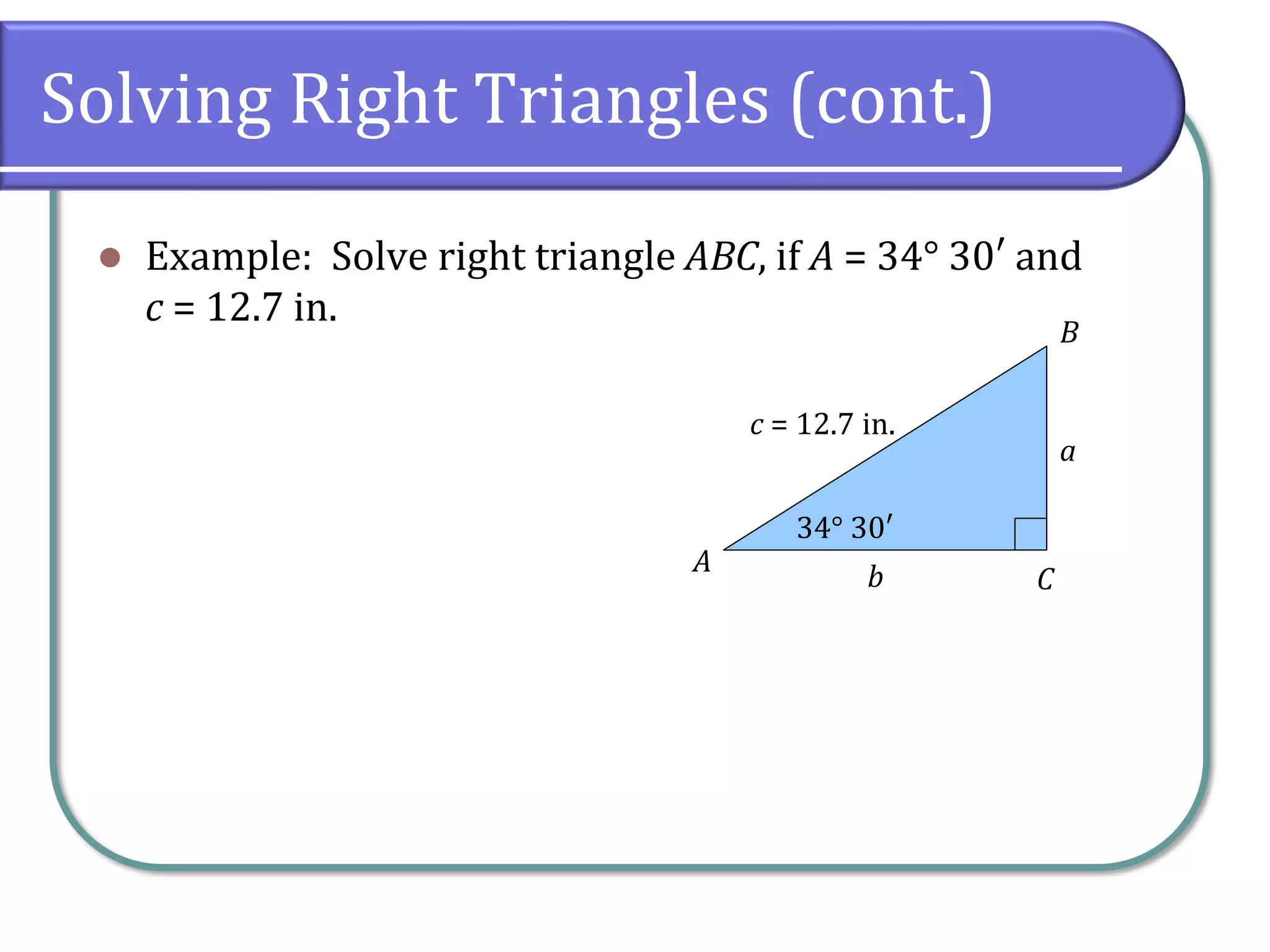 5.4 Solving Right Triangles | PDF