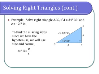 5.4 Solving Right Triangles | PDF