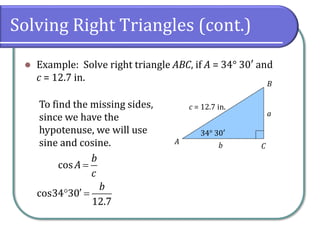 5.4 Solving Right Triangles | PDF