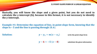 5.5 point slope form of a linear equation | PPT