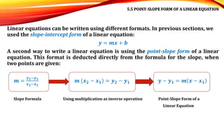 Point Slope Form Of A Linear Equation