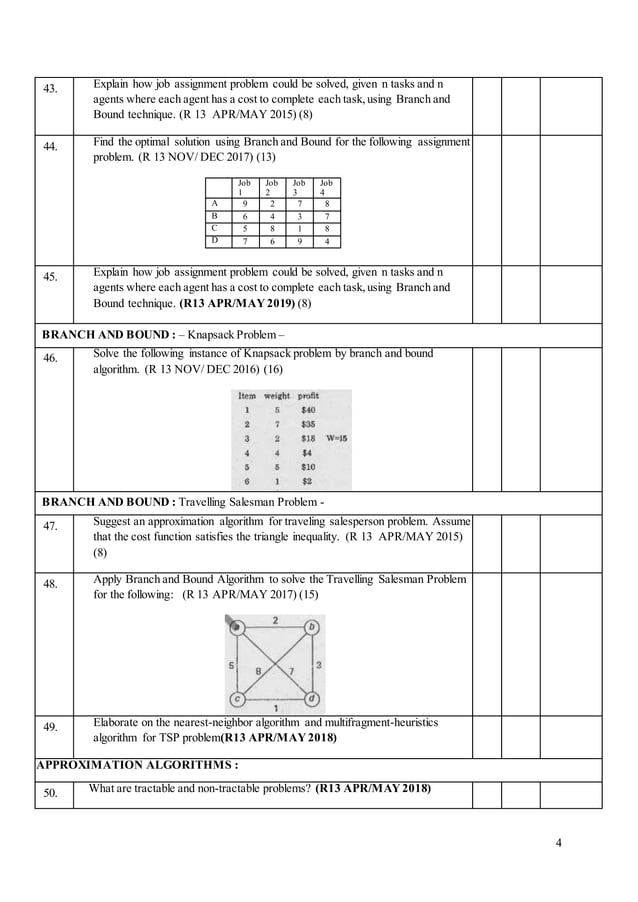 5. cs8451 daa anna univ question bank unit 5 | DOC | Computing | Technology & Computing