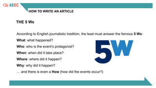 ASOCEU - Lesson 2 - How to Write an Article | PPT
