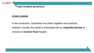 ASOCEU - Lesson 2 - How to Write an Article | PPT