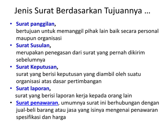 Model dan Jenis-jenis Surat _ Materi "Correspondence Training" | PPTX