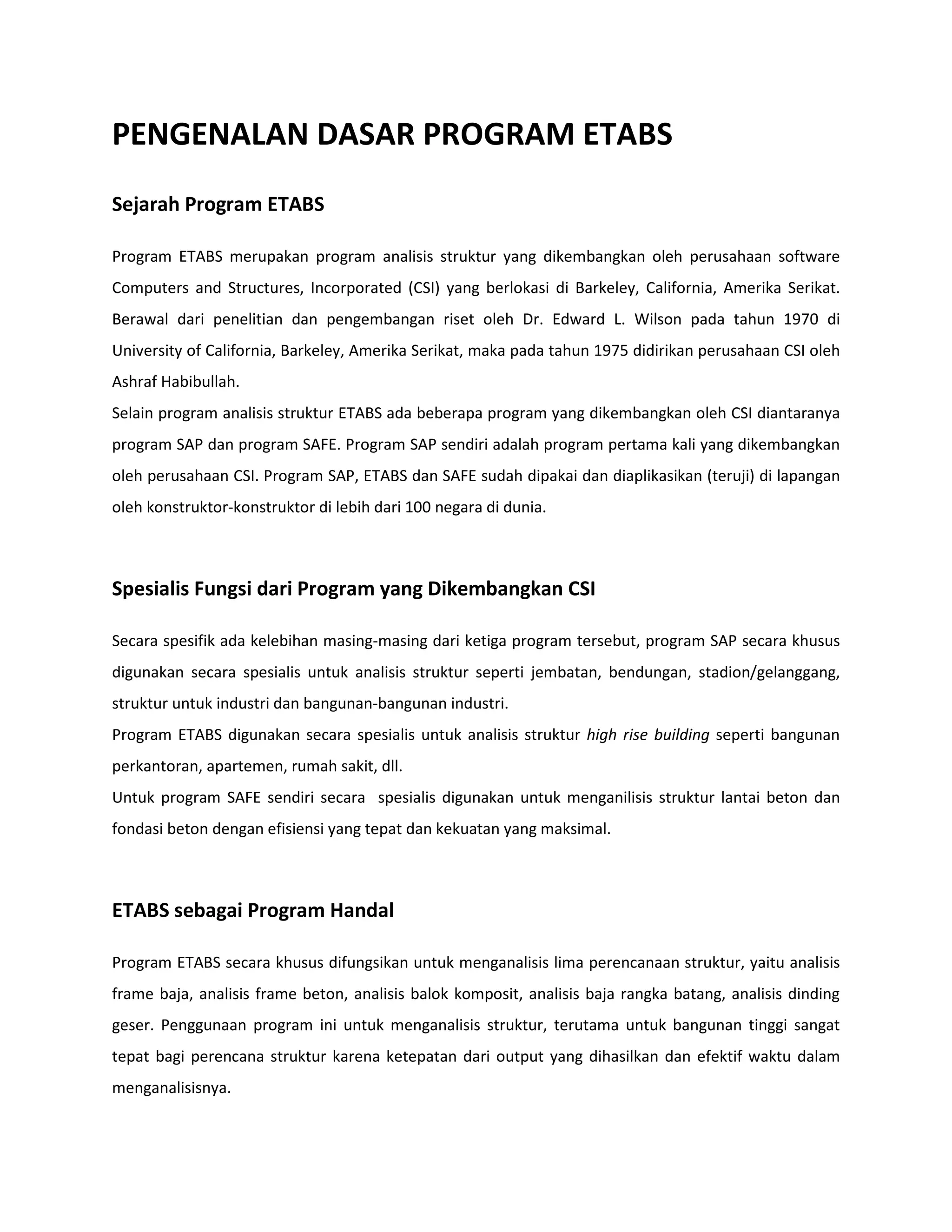 5. modul pelatihan etabs | PDF