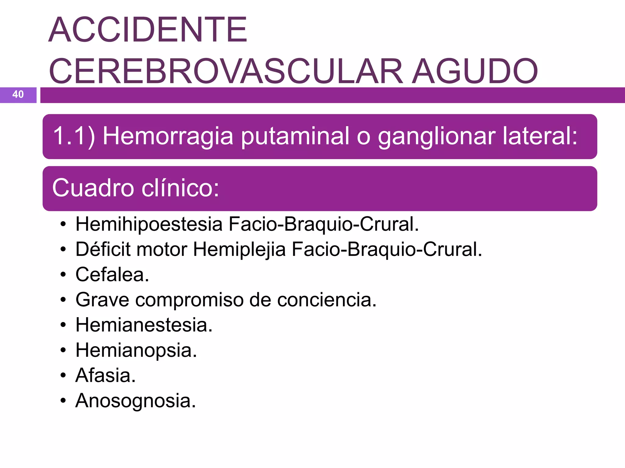 5. accidente cerebrovascular hemorragico | PPTX