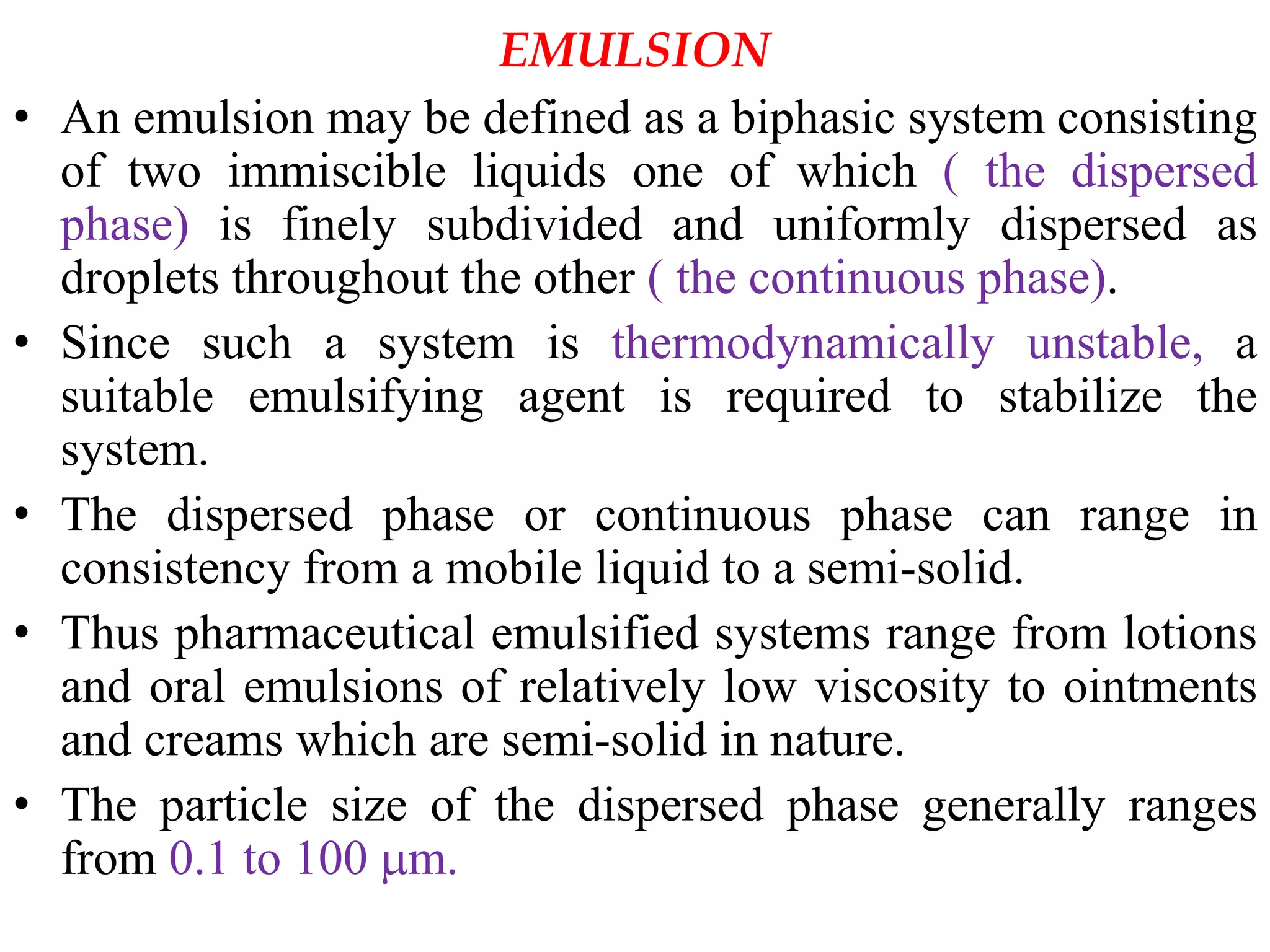 Emulsion - Physical Pharmacy | PPT