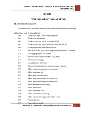 Modul Praktikum Pada Mesin CNC TU 2A 2020 | PDF