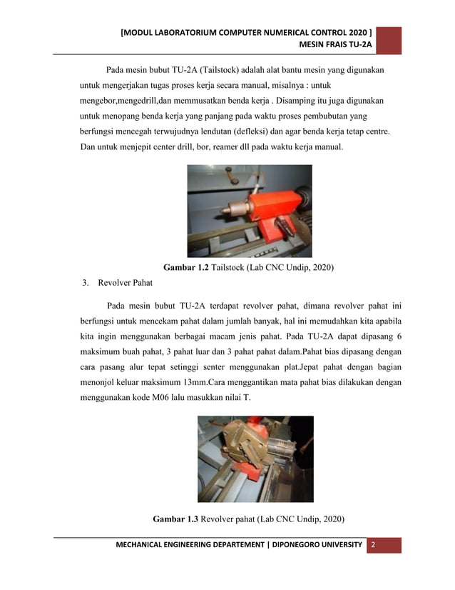 Modul Praktikum Pada Mesin CNC TU 2A 2020 | PDF