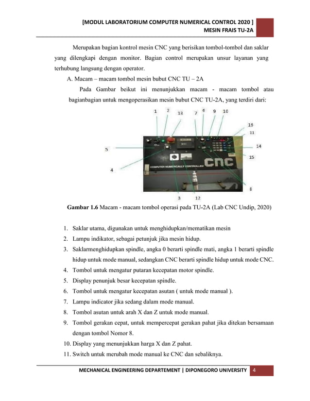 Modul Praktikum Pada Mesin CNC TU 2A 2020 | PDF